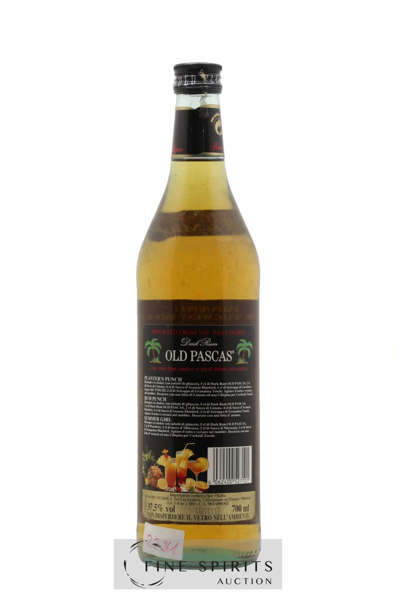 Acheter Rhum Old Pascas ron negro (lot: 1126)