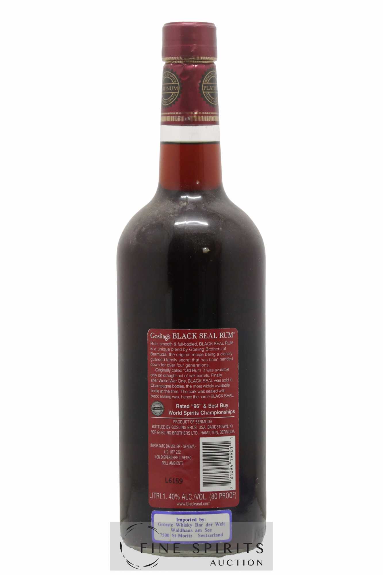 Acheter Rhum GOSLING'S Black seal Bermuda Black Rum (lot: 2025)