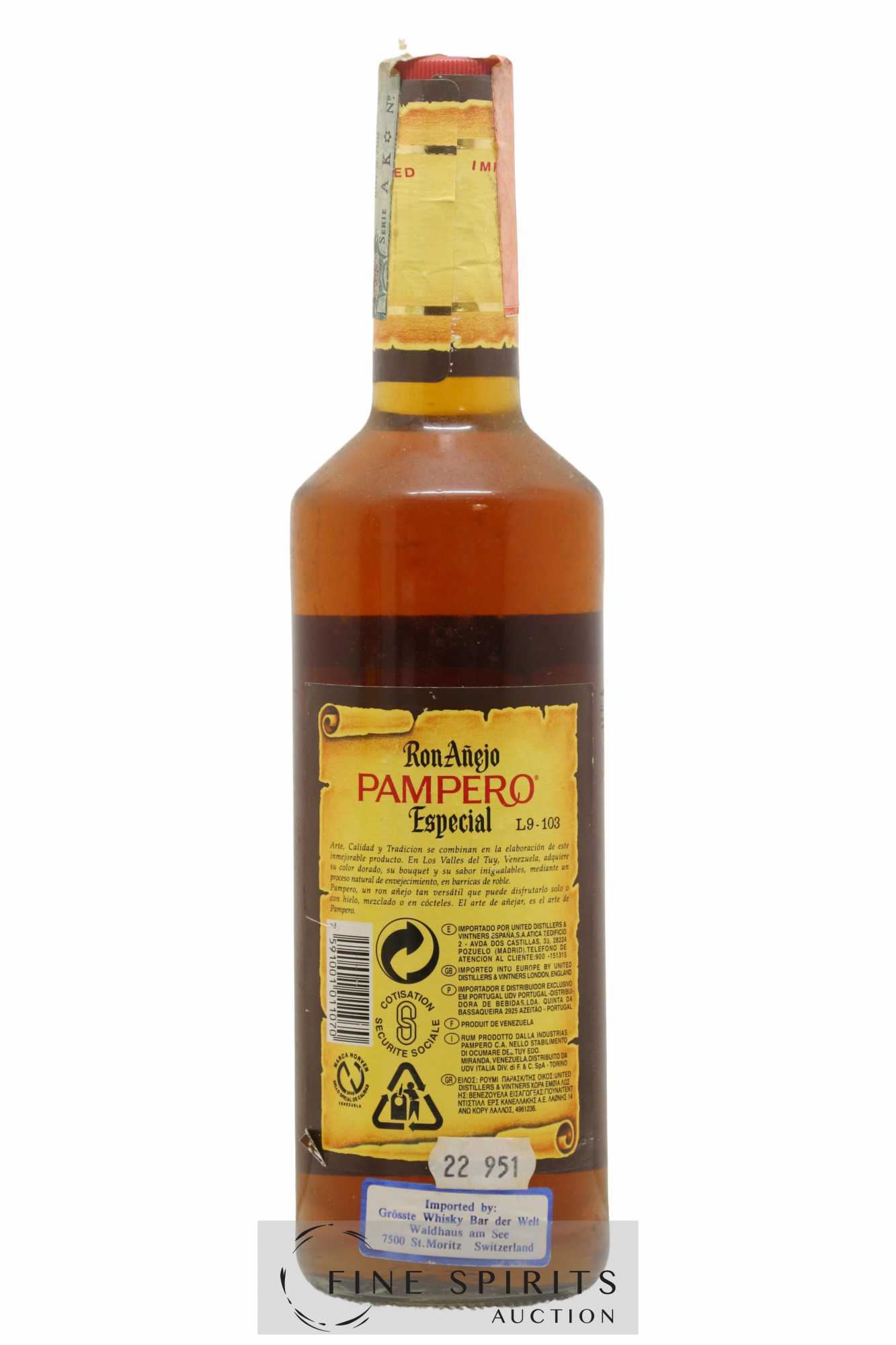 Acheter Rhum PAMPERO Especial Barricas de Roble (lot: 2231)