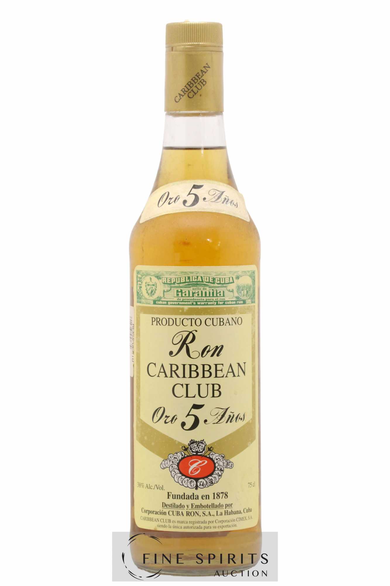 Acheter Rhum CARIBBEAN Club 5 years Oro Cuba Ron SA (lot: 2255)