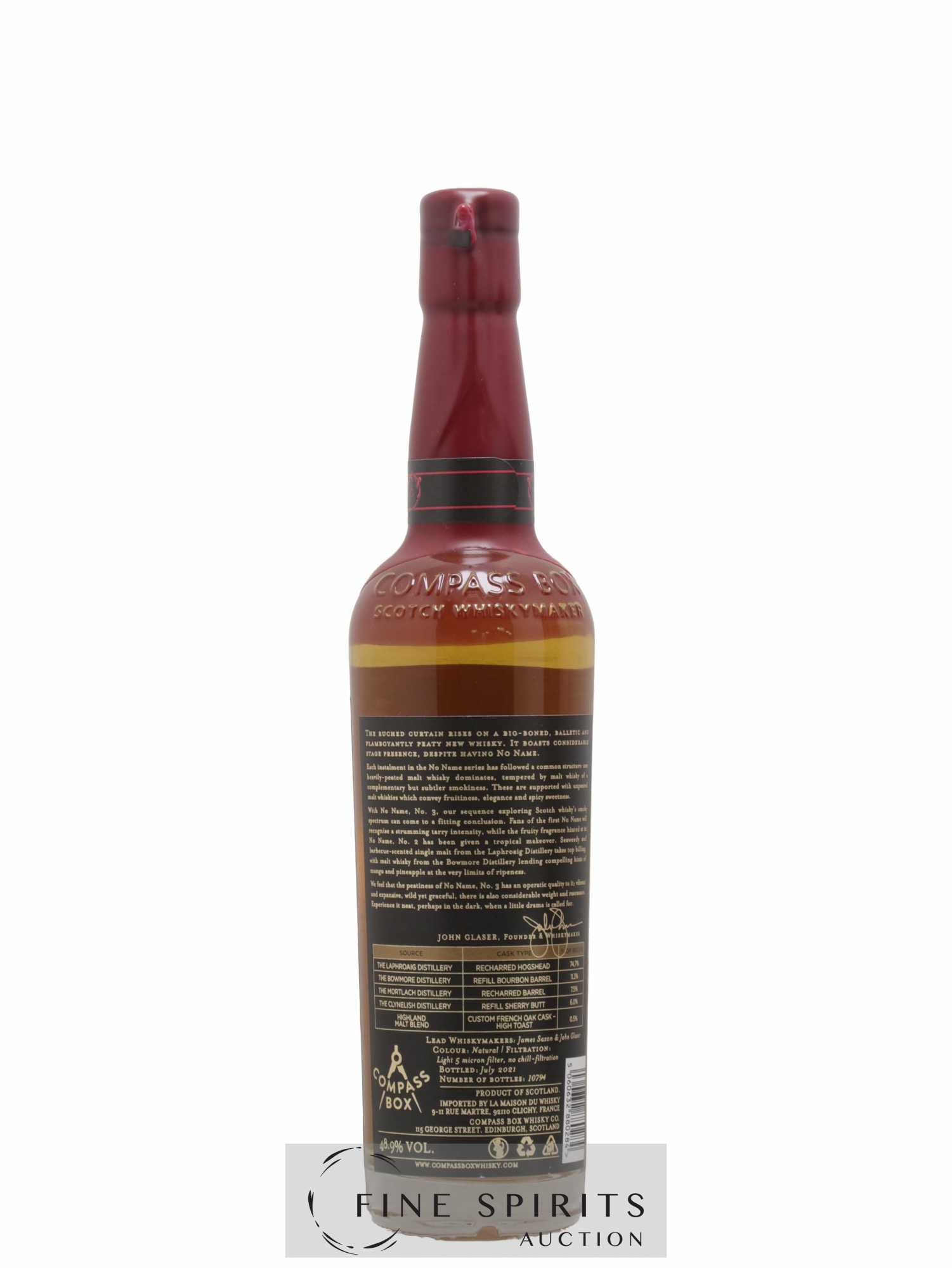 Acheter No Name n°3 Compass Box One of 10794 - bottled 2021 Limited ...