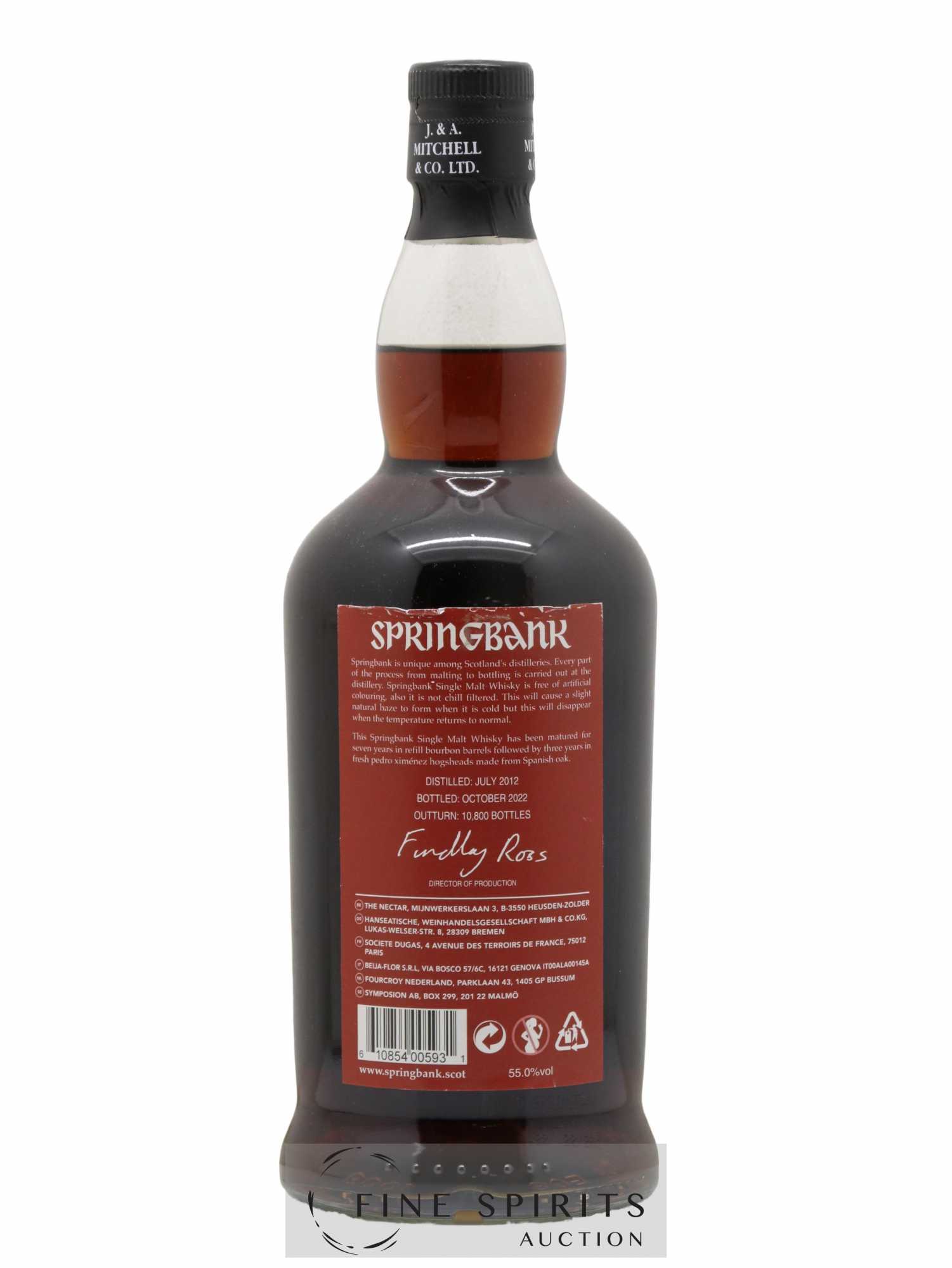 Acheter Springbank 10 years 2012 Of. Sherry Wood Pedro Ximénez Cask ...