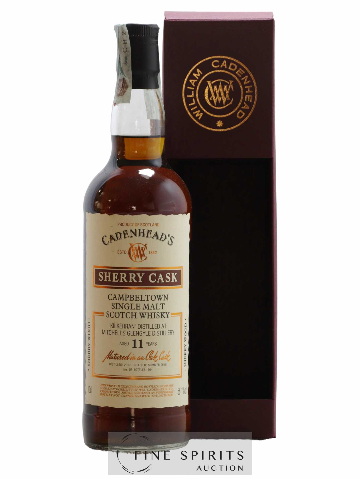 Buy Kilkerran 11 years 2007 Cadenhead's Sherry Cask One of 564 - bottled 2018 (lot: 654)