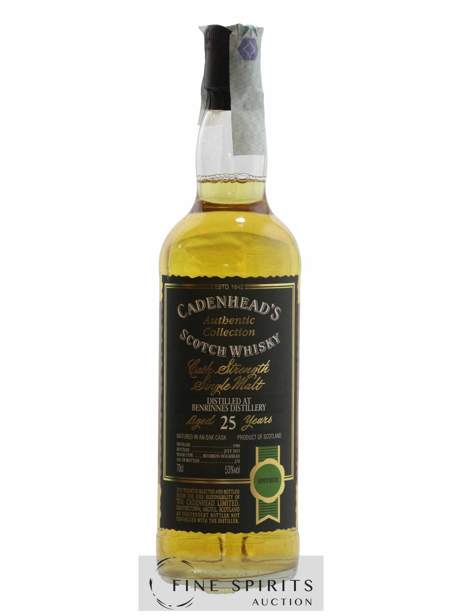 Buy Benrinnes 25 years 1988 Cadenhead's Bourbon Hogshead - One of 270 ...