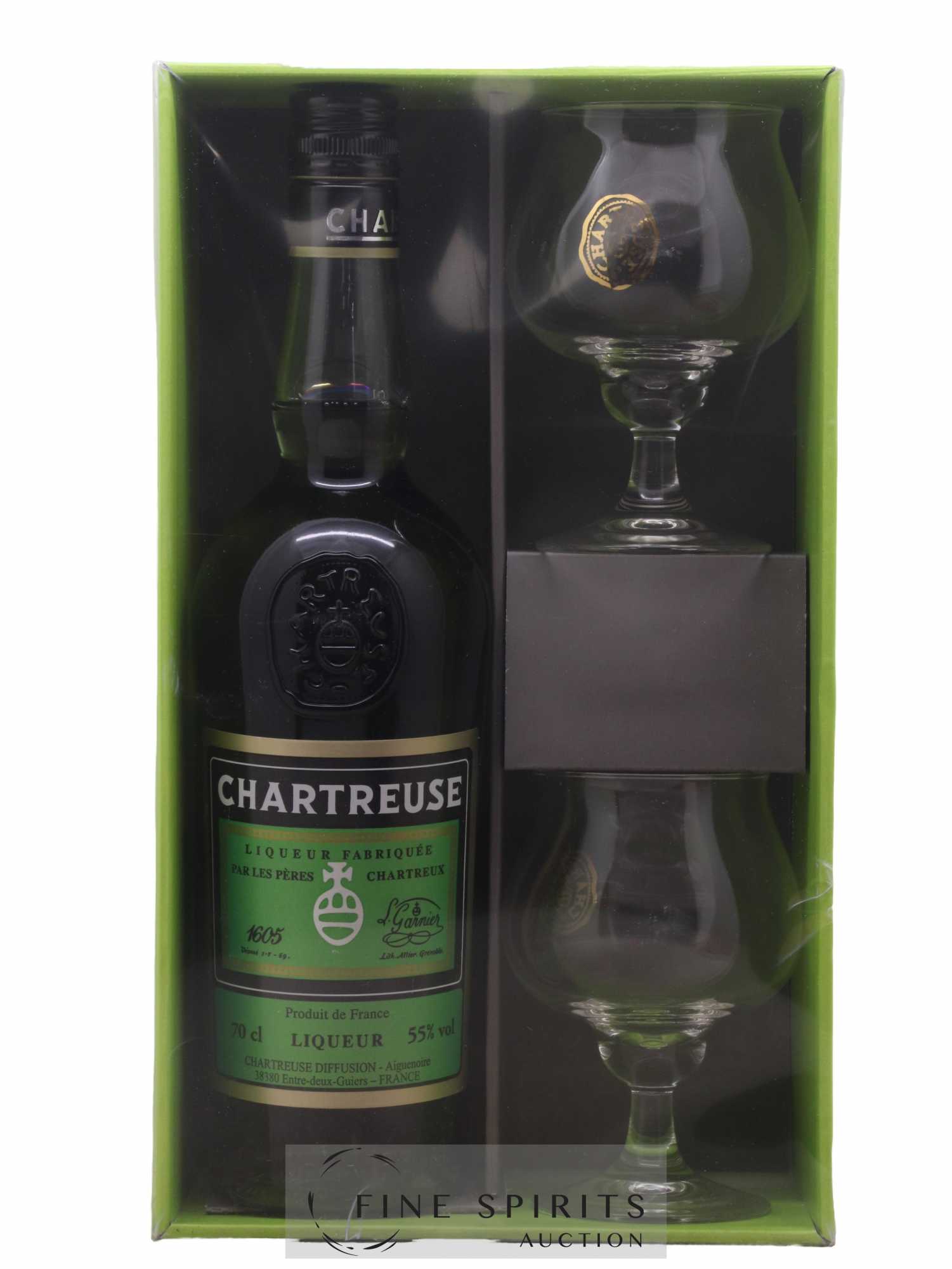 Acheter Chartreuse Of. Verte Mise 2023 (Coffret avec 2 verres) (lot: 234)