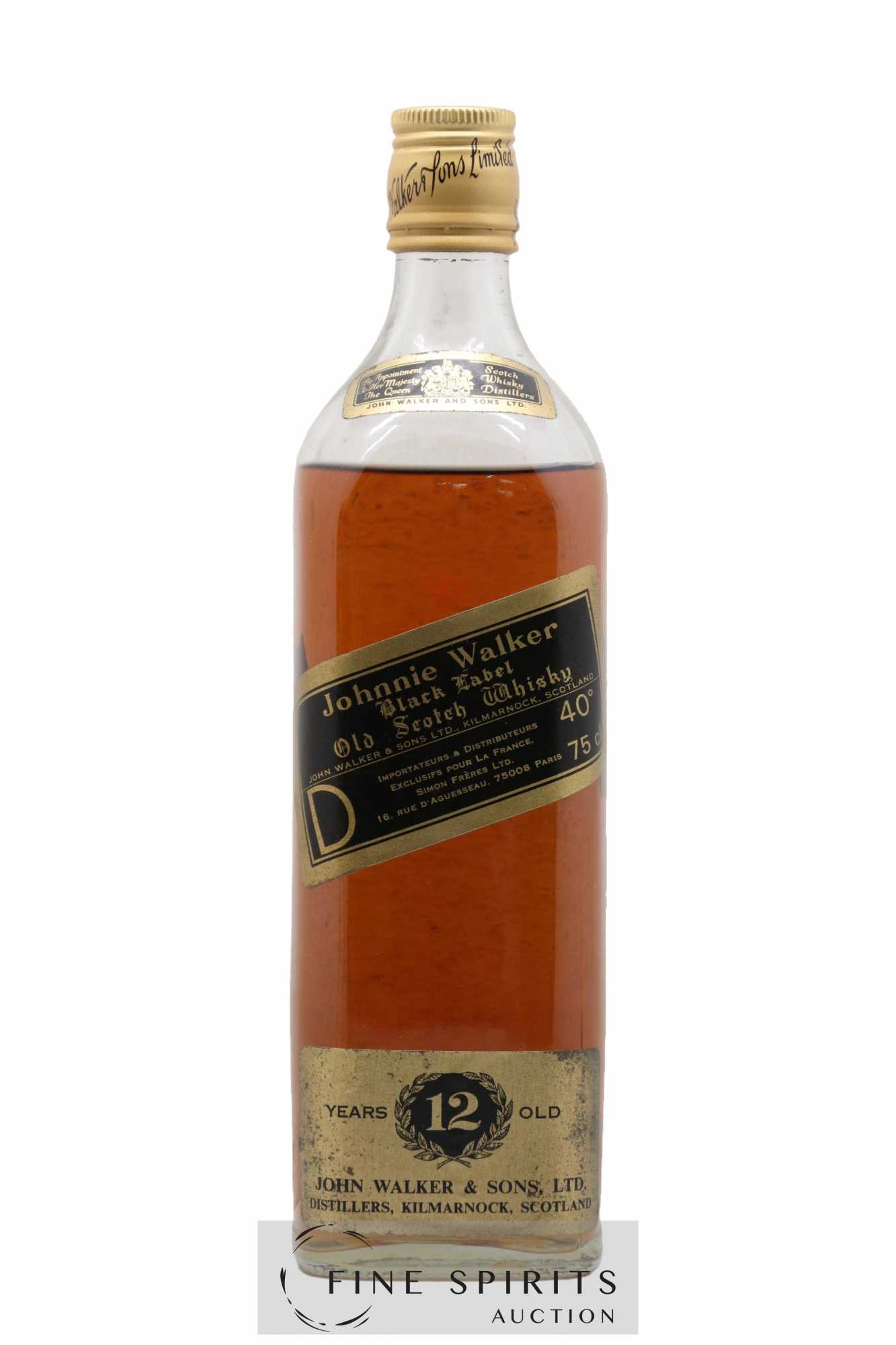 Acheter Johnnie Walker 12 years Of. Black Label (75cl.) (lot: 305)